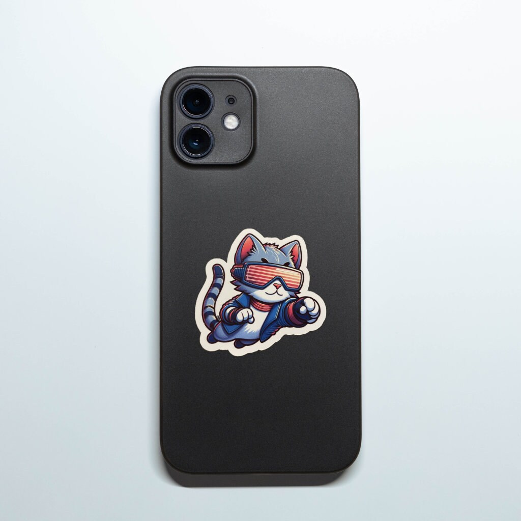 Cyberpunk Cat Sticker Pack – Futuristic Vinyl Decals for Laptops, Phone ...