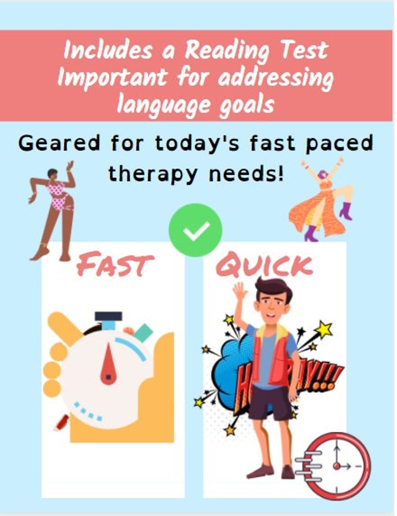 Quick 20 Minute Speech Language Cognitive & Reading Assessment Child ...