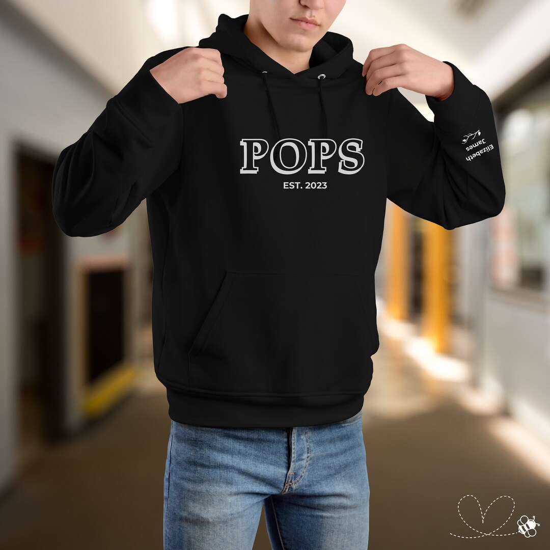 Personalized Pops Est Hoodie With Kids Names on Sleeve, Pops Est Hoodie ...