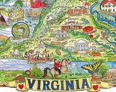 Virginia State Map 8x 10 Art Print - Etsy