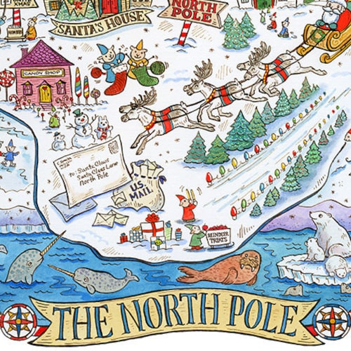 Christmas Village Map North Pole Map Christmas Wall Art - Etsy