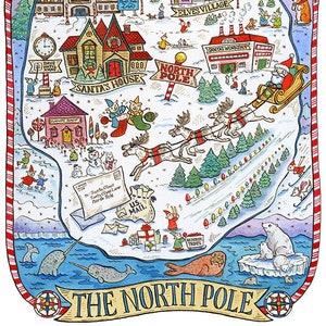 Christmas North Pole Map Art Print 16" X 20" - Etsy
