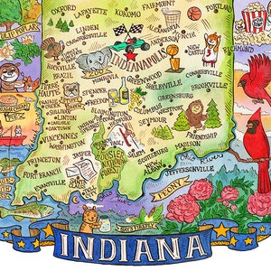 Indiana State Map Art Print 11" X 14" - Etsy