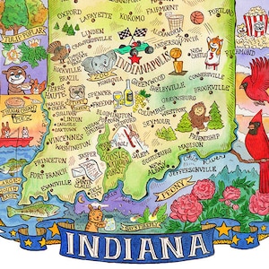 Indiana State Map Art Print 16" X 20" - Etsy