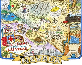 Nevada at Night Fine Art Print Map - Etsy