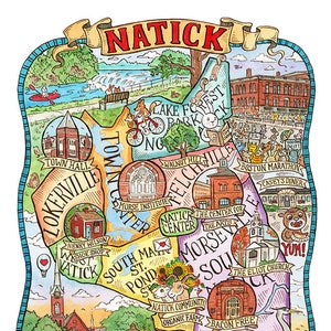 Natick Massachusetts Map Art Print 8"x 10" - Etsy