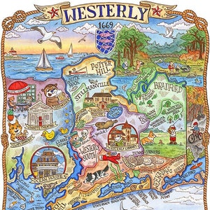 Westerly Rhode Island Map Art Print 8"x 10" - Etsy