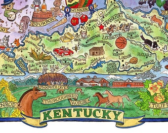 Kentucky State Symbols Illustration Print - Etsy