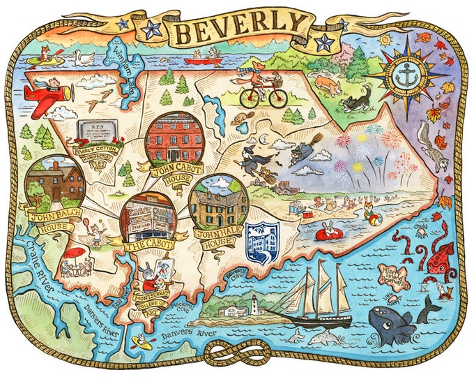 Beverly Massachusetts Map 11x14 Art Print | Etsy