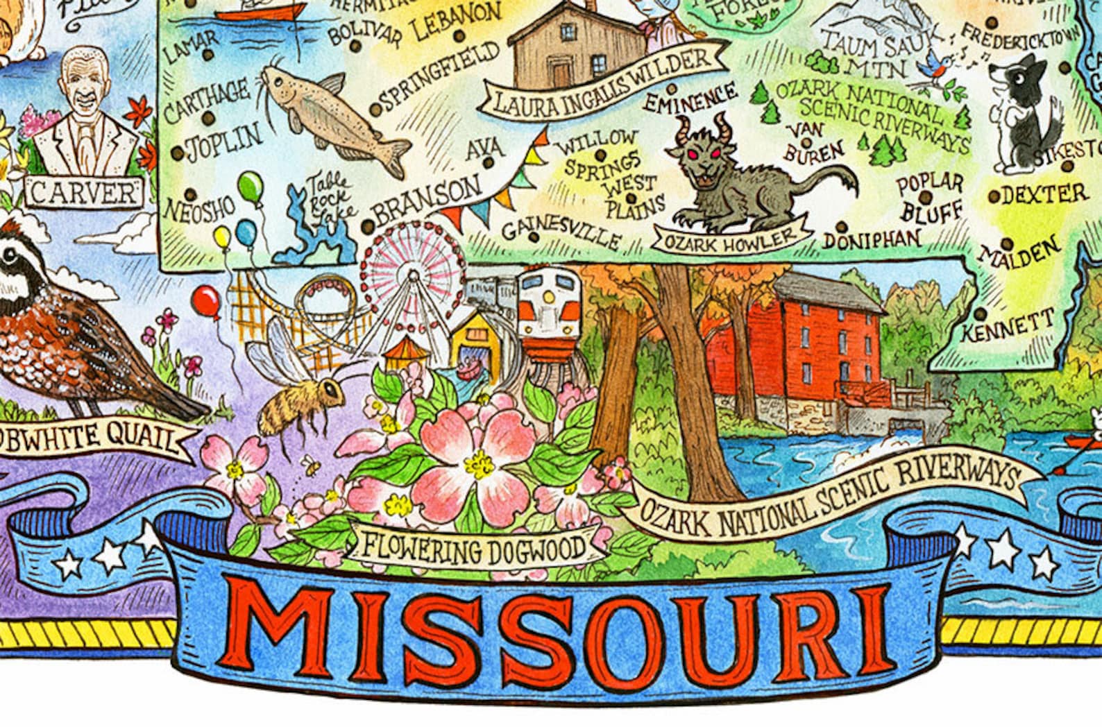 Missouri State Map Art Print 8" X 10" - Etsy