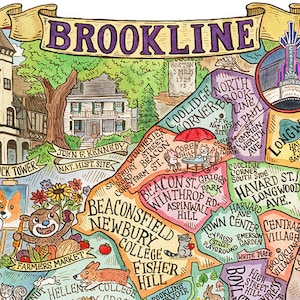 Brookline Massachusetts Map Art Print 11"x 14" - Etsy
