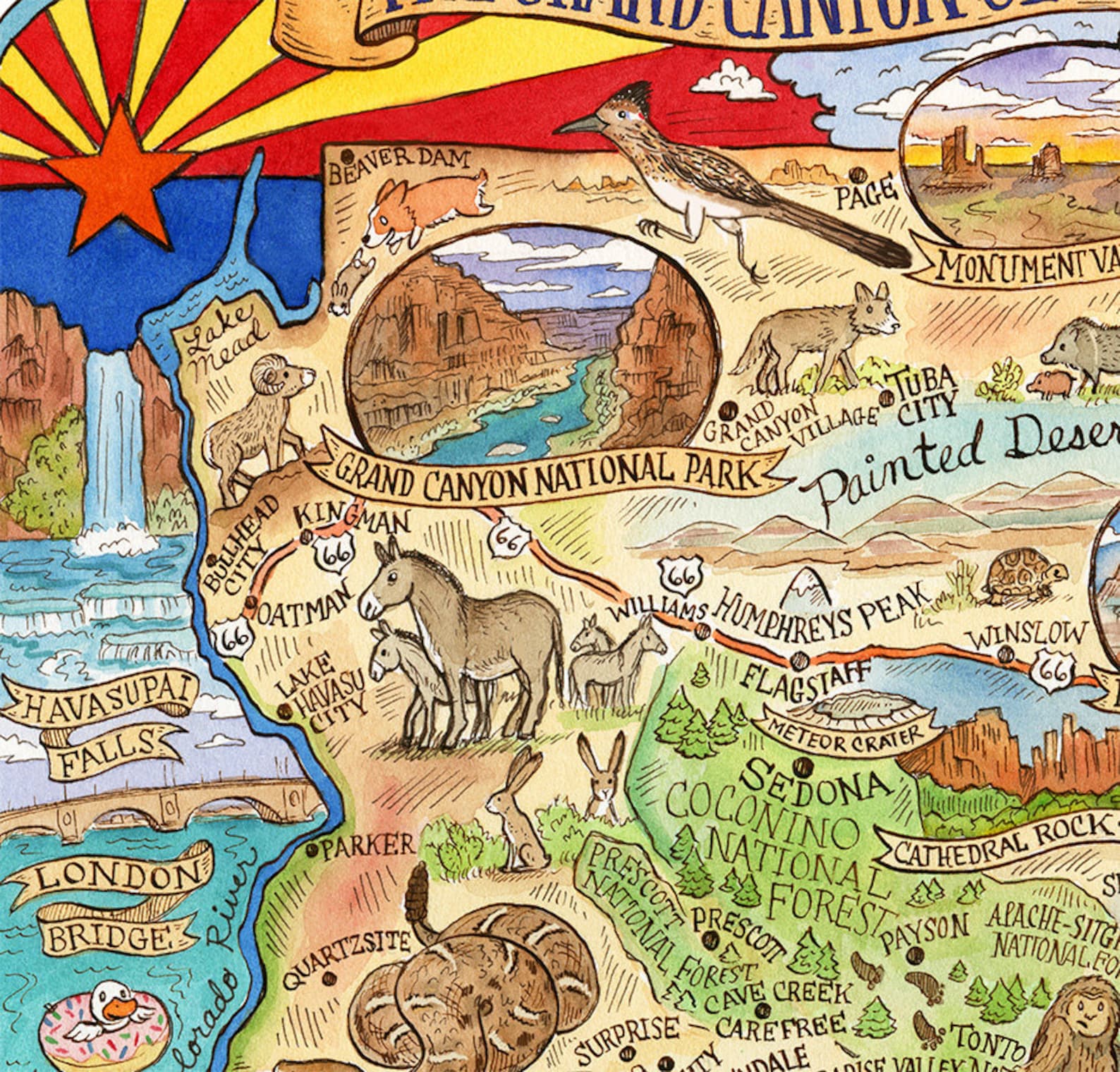 Arizona State Map Art Print 8 X 10 - Etsy