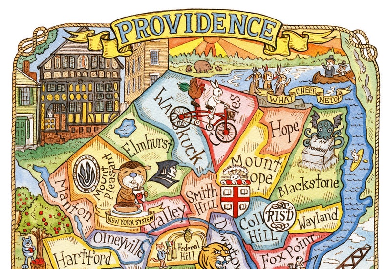 Providence Rhode Island Art Map 16 X 20 | Etsy