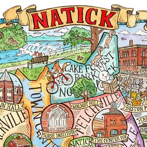 Natick Massachusetts Map Art Print 11"x 14" - Etsy