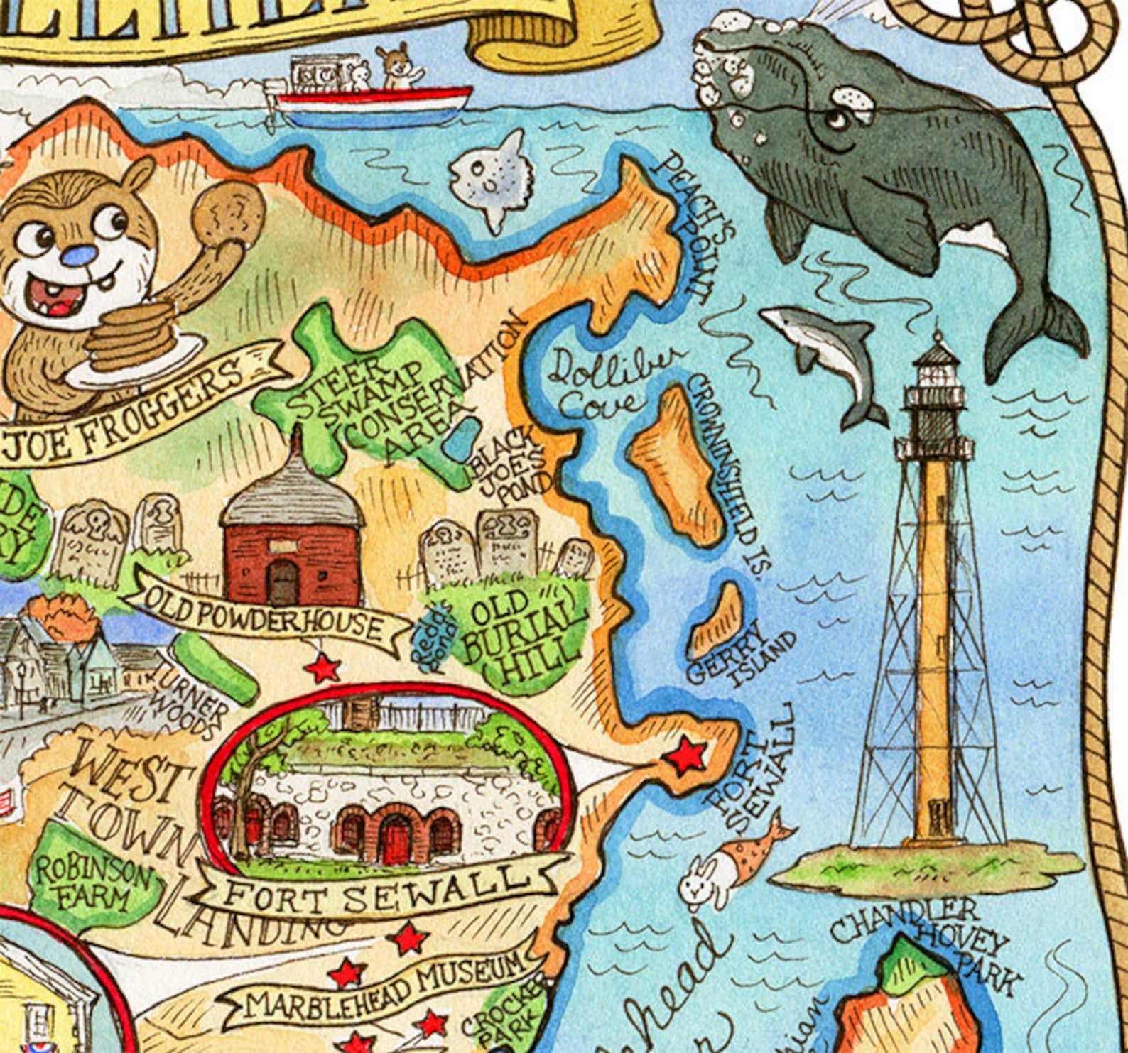 Marblehead Massachusetts Map Art Print 11x 14 - Etsy