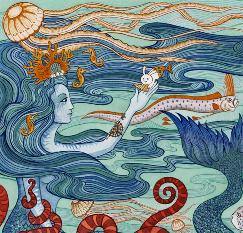 Mermaid Octopus Archival Art Print 16x20 Limited - Etsy