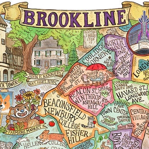 Brookline Massachusetts Map Art Print 16"x 20" - Etsy