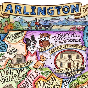 Arlington Massachusetts Map Art Print 11"x 14" - Etsy
