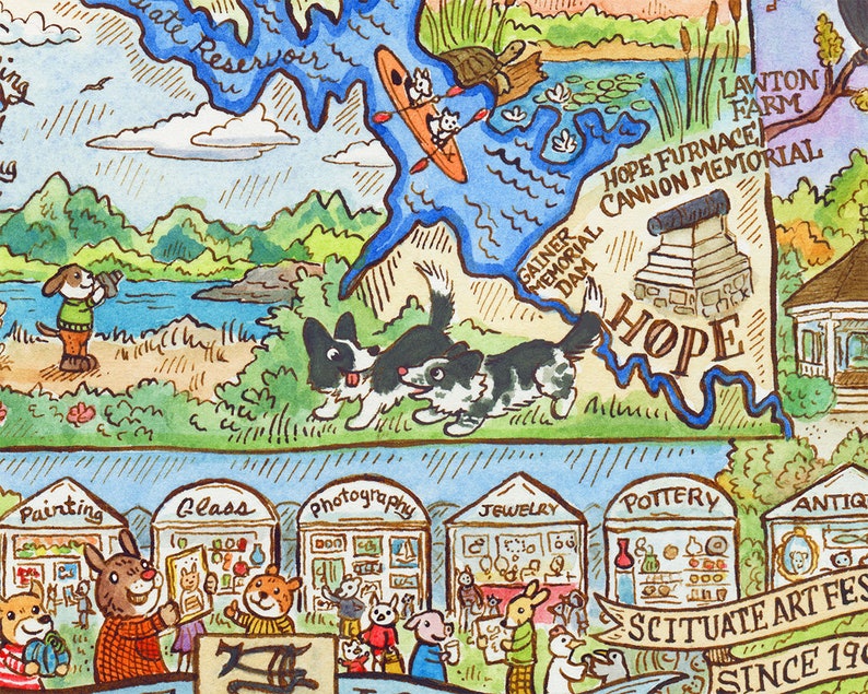 Scituate Rhode Island Map Art Print 16" X 20" - Etsy