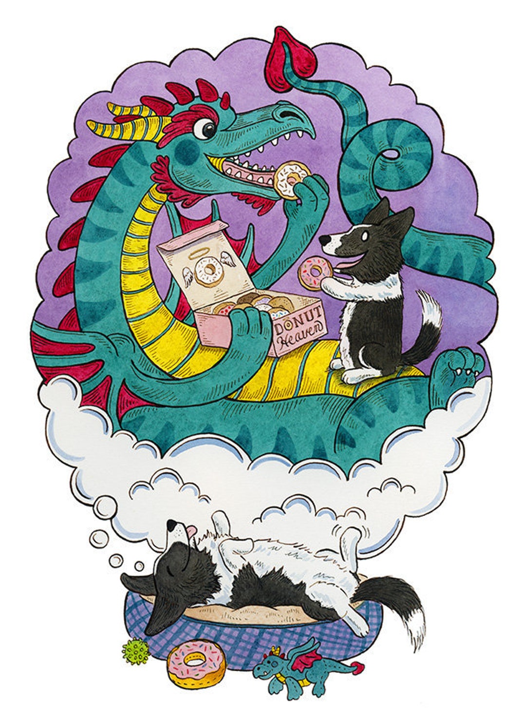 Corgi Dreams Dragon Art Print - Etsy
