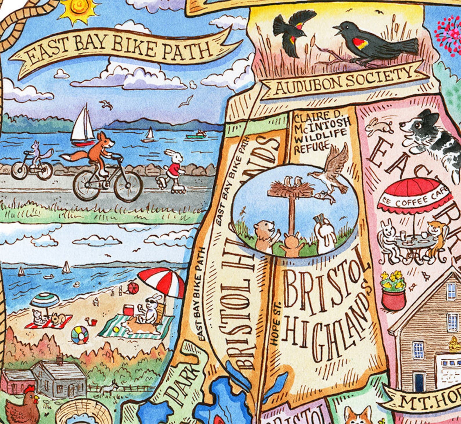 Bristol Rhode Island Map Art Print 11x 14 - Etsy