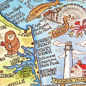 Delaware State Map Art Print 16" X 20" - Etsy