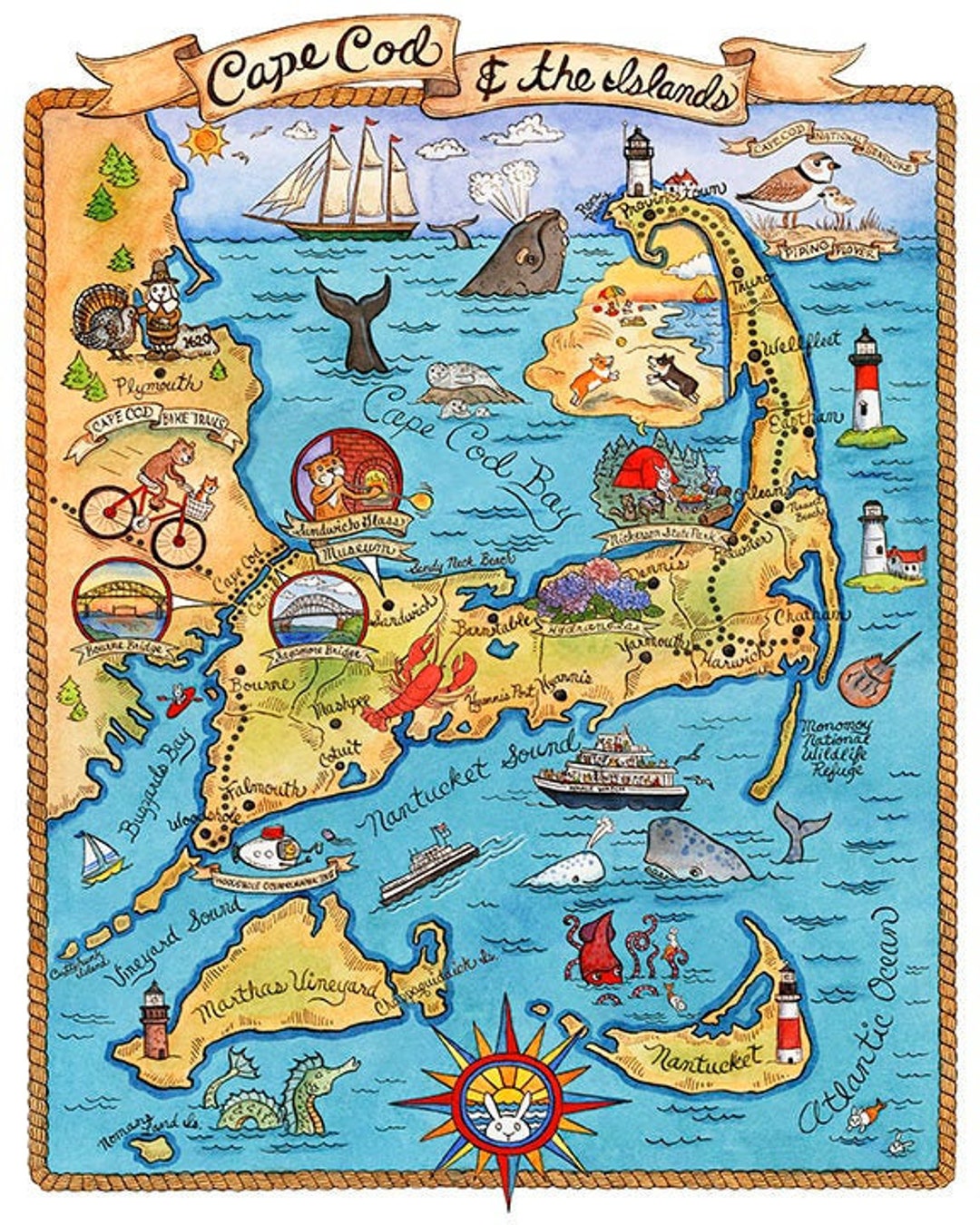 Cape Cod Map Art Print 16x20 - Etsy