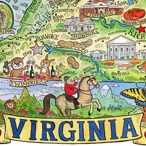 Virginia State Map 8x 10 Art Print - Etsy