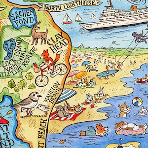 Block Island Rhode Island Map Art Print 11"x 14" - Etsy