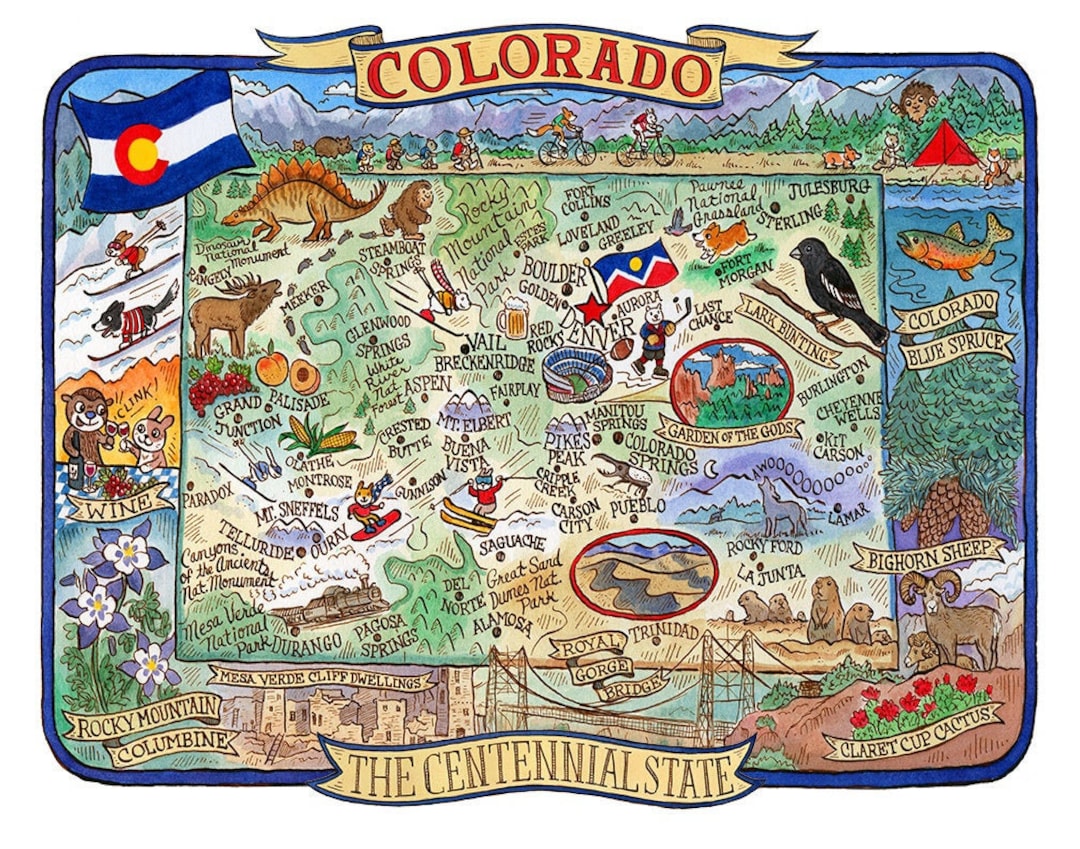 Colorado State Map Art Print 11"x 14" - Etsy