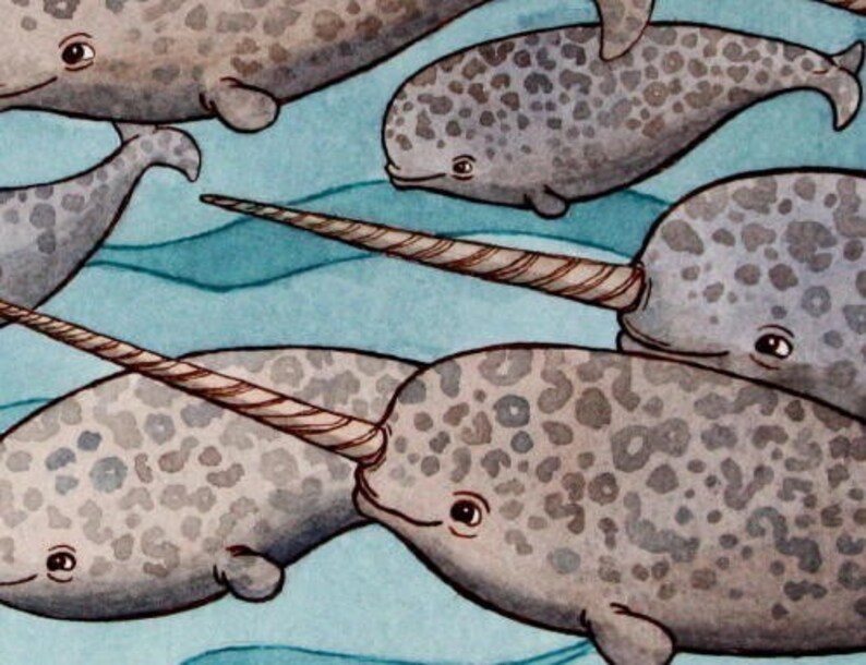 Arctic Print Narwhals Bunny Ocean Art - Etsy