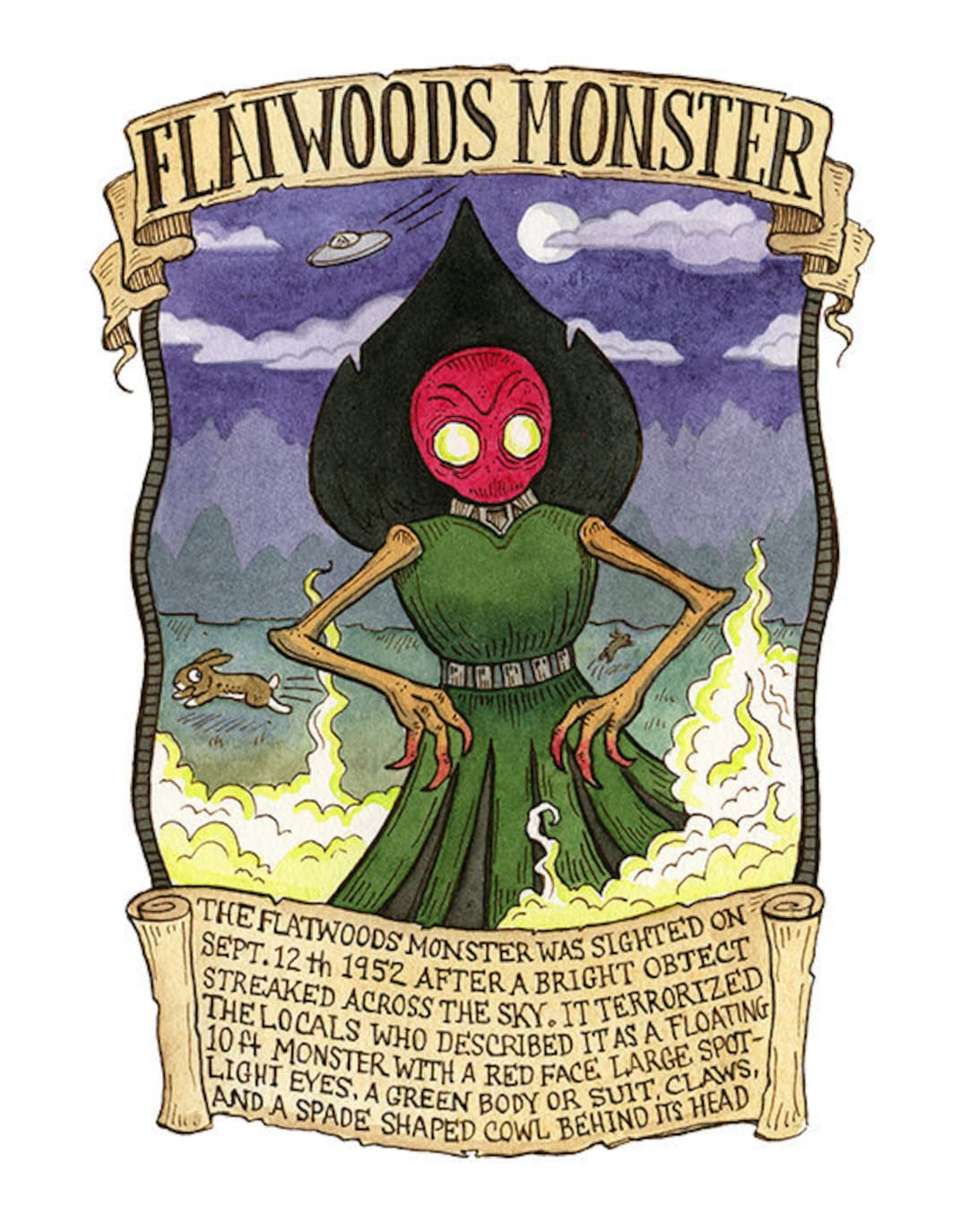 Flatwoods Monster Cryptozoology Art Print - Etsy
