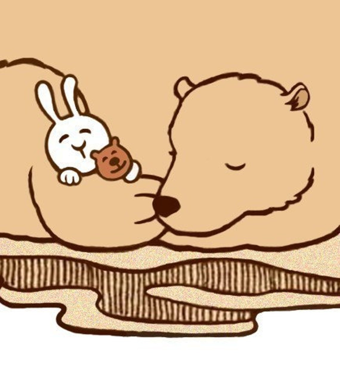 Sleepy Bear and Bunny Forest Art Print - Etsy