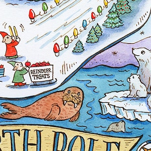 Christmas North Pole Map Art Print 8"x10" - Etsy