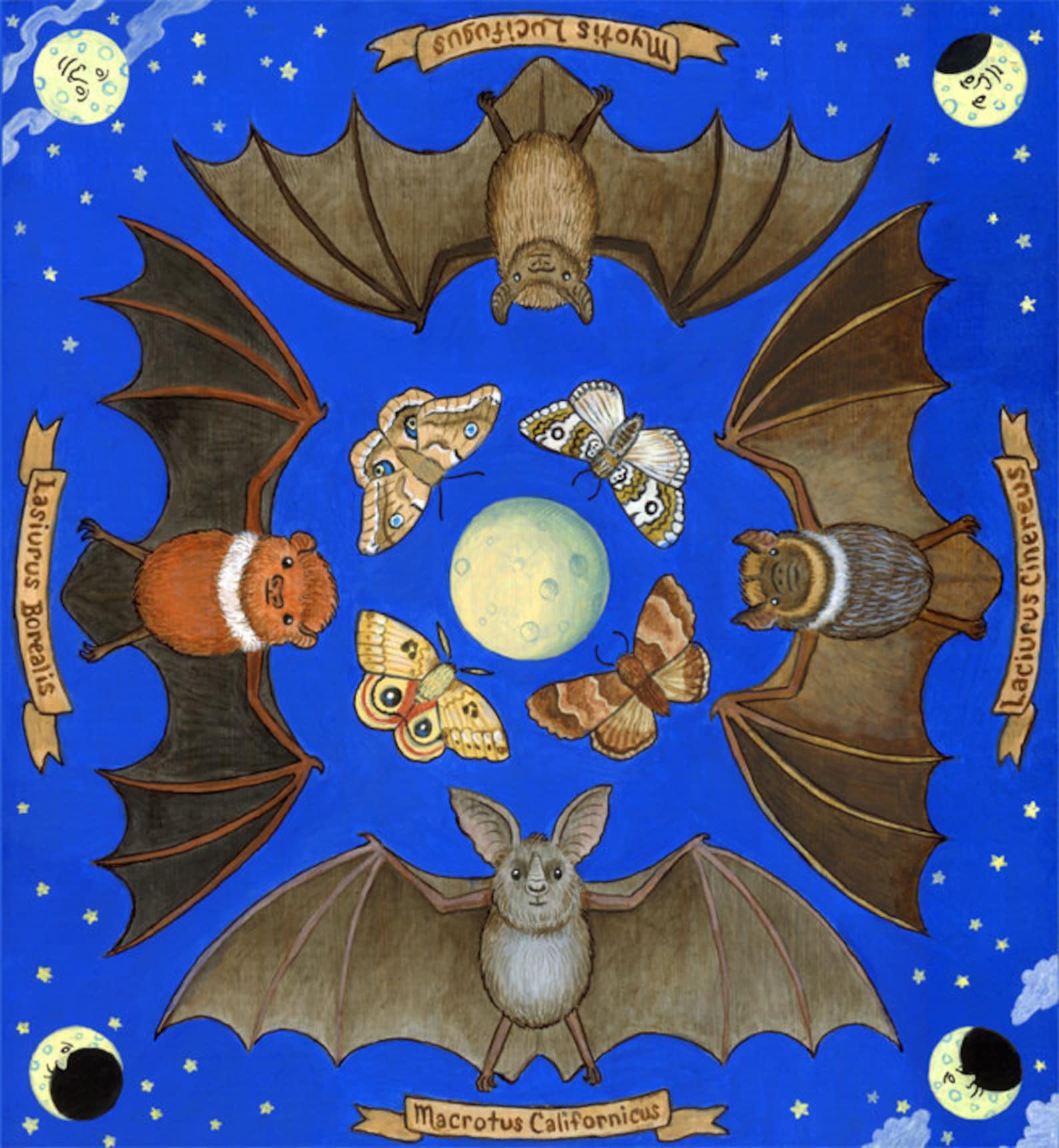 Bats Art Illustration Print 16 X 20 - Etsy