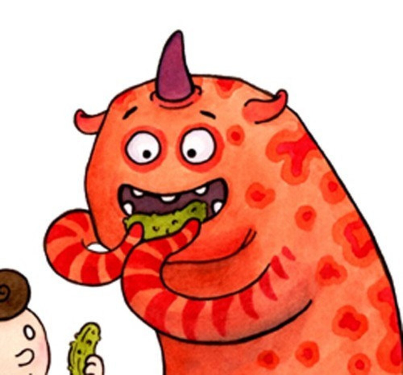 Pickle Monster Art Print-kid Boy Orange Tentacles - Etsy