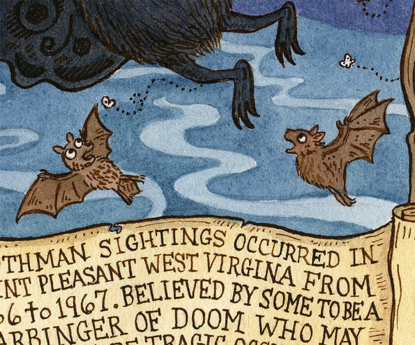 Mothman Cryptozoology Art Print | Etsy