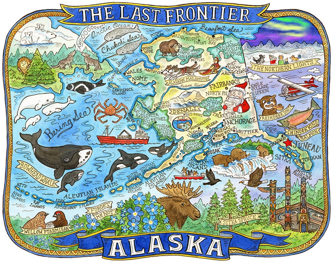 Alaska State Map Art Print 11"x 14" - Etsy