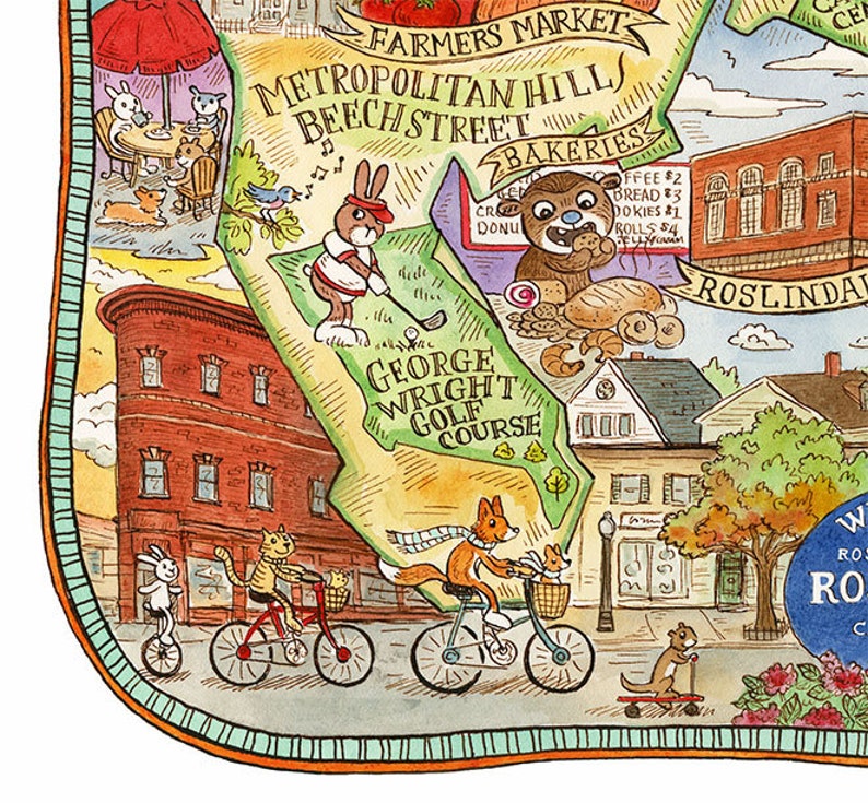 Roslindale Boston Neighborhood Map Art Print 16 X - Etsy