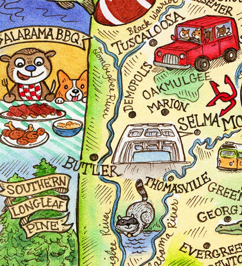 Alabama Map Art Print 16x 20 - Etsy