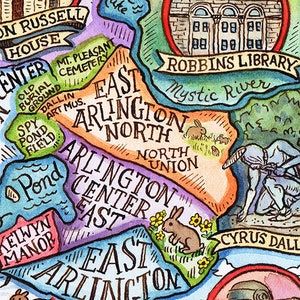 Arlington Massachusetts Map Art Print 11"x 14" - Etsy