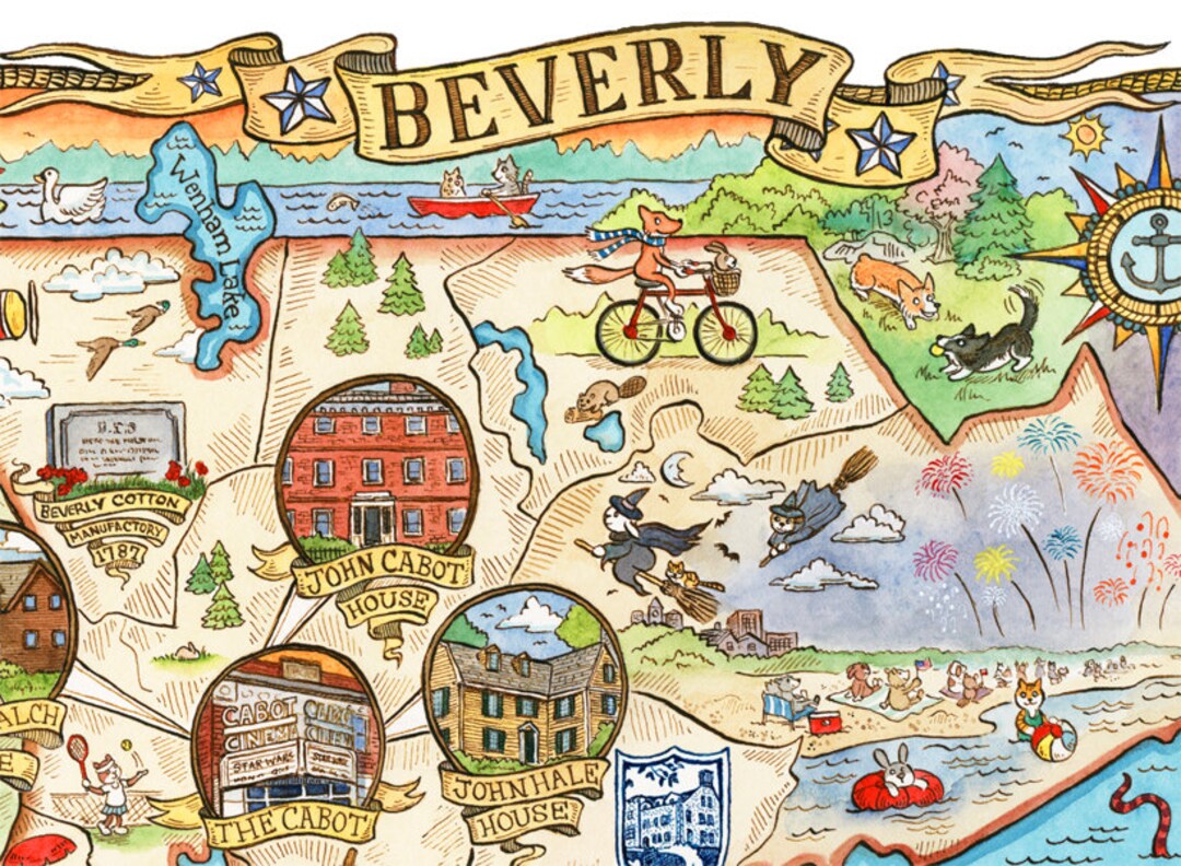Beverly Massachusetts Map 8"x10" Art Print - Etsy