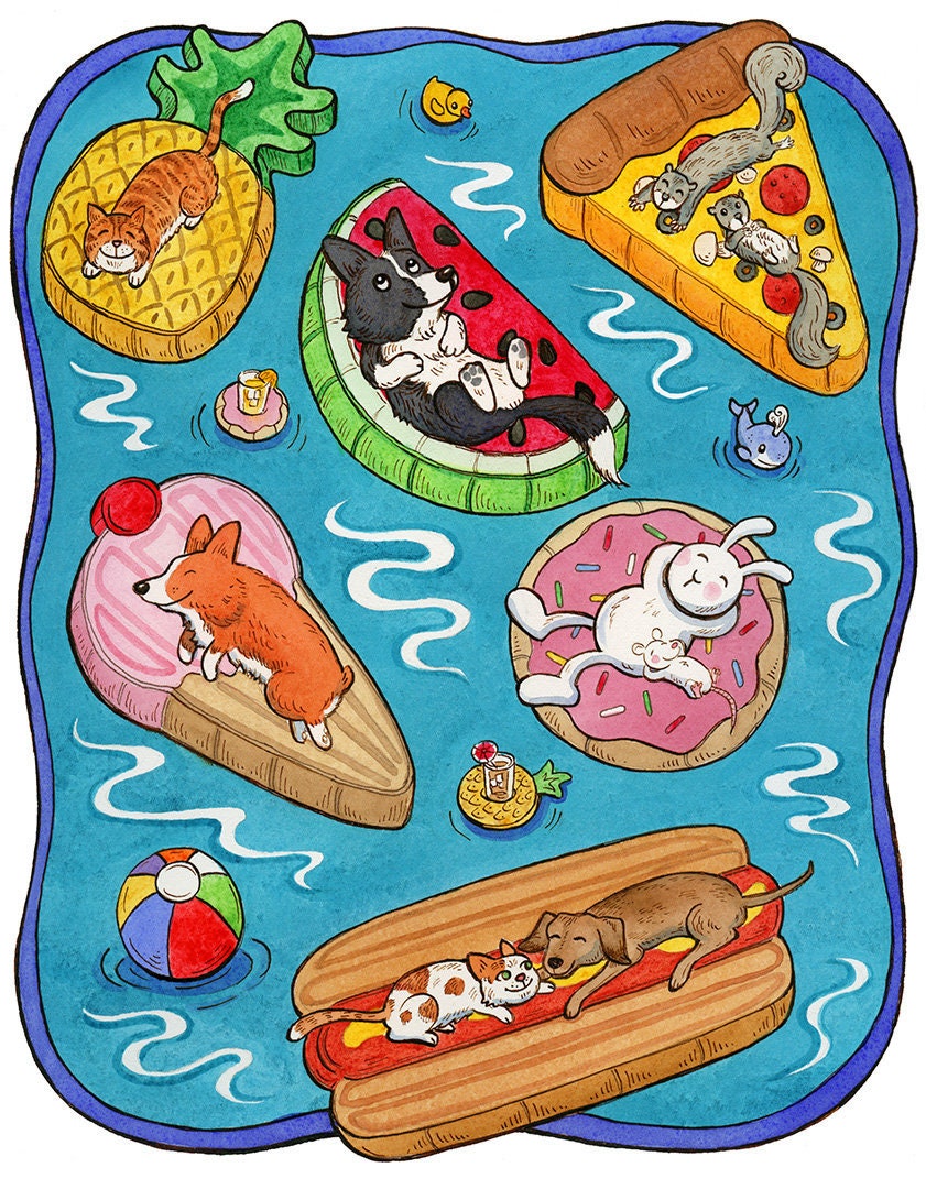 Pool Party Art Print | Etsy