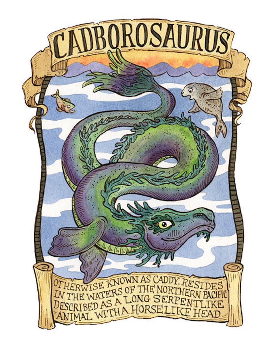 Caddy Sea Monster Cryptozoology Art Print - Etsy