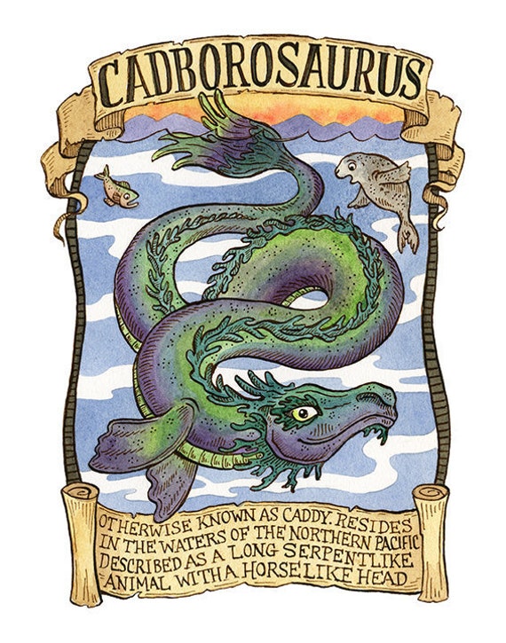 Caddy Sea Monster Cryptozoology Art Print | Etsy