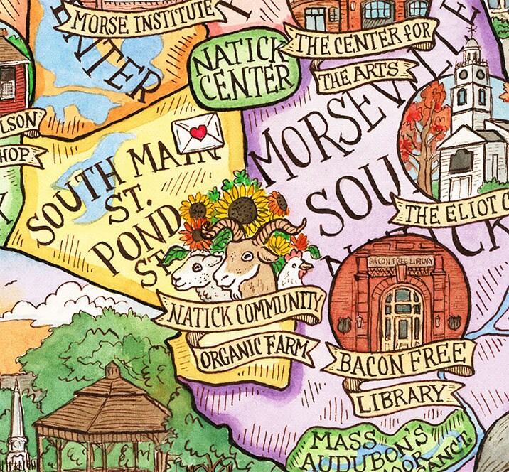 Natick Massachusetts Map Art Print 11"x 14" - Etsy