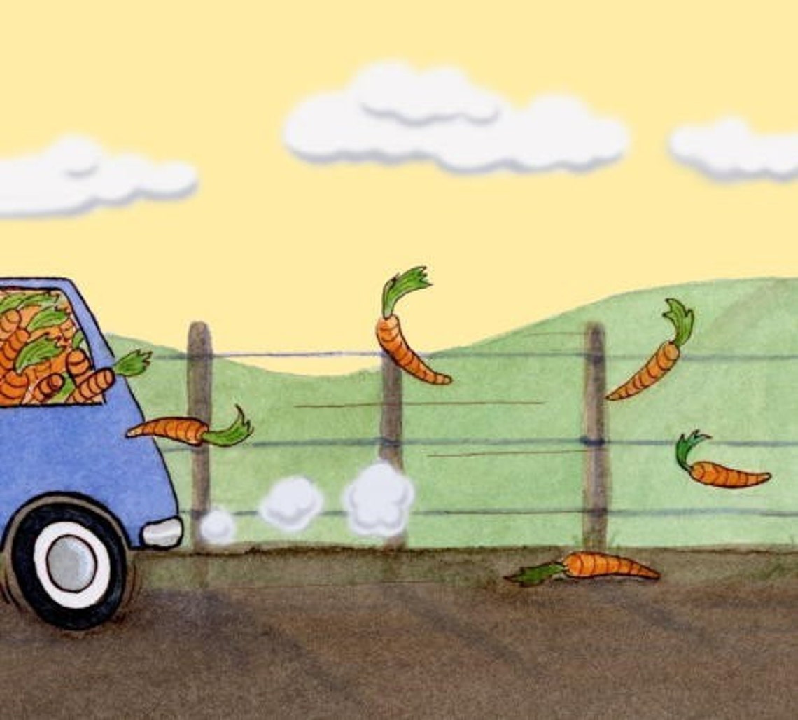 The Getaway Bunny Rabbit Car Carrot Farm Crime Art - Etsy