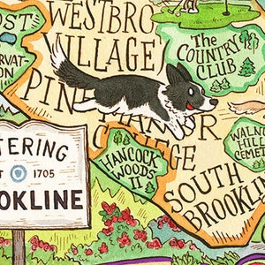 Brookline Massachusetts Map Art Print 8"x 10" - Etsy