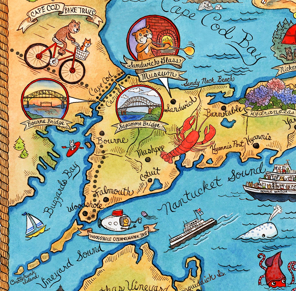 Map of Cape Cod Art Print 11 X14 - Etsy Australia