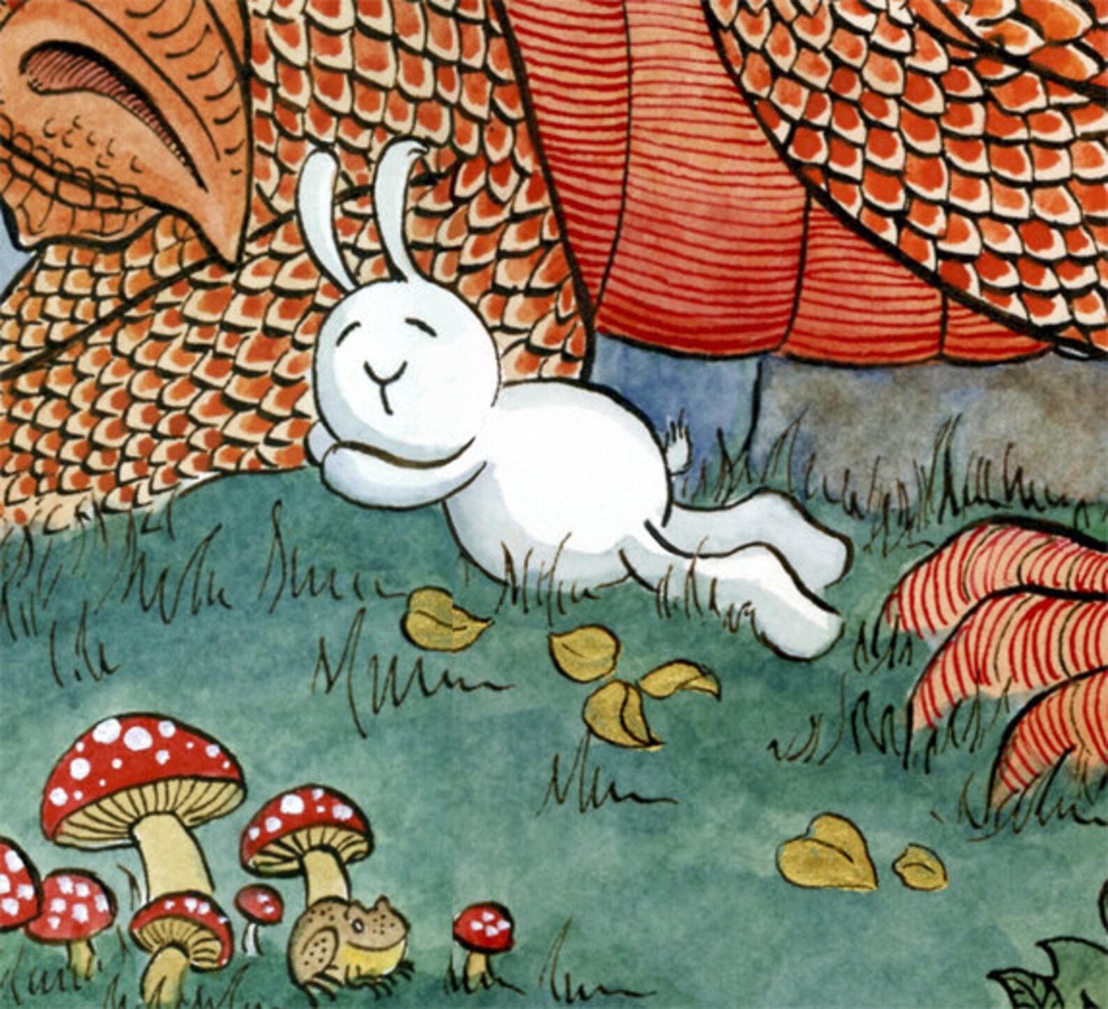 Red Dragon Rabbit Forest Woodland Art Print 11x14 | Etsy